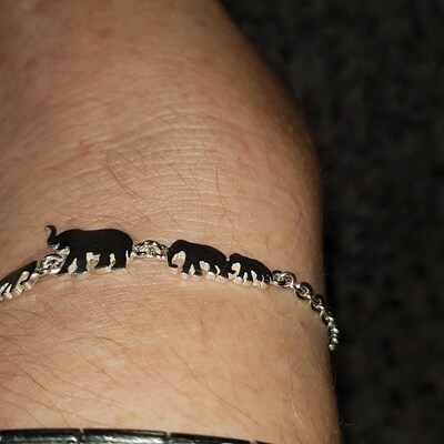 Silver 5 Elephants Family Chain Bracelet Elephant Jewelry, Mother ...