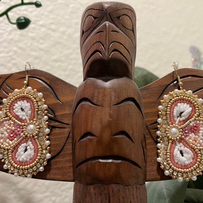 Métis/indigenous Made Beaded Earrings/authentic/sparkly/feather ...