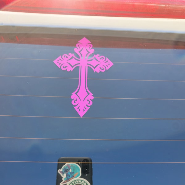 Cross Vinyl Decal, Cross Decal, Cross Car Window Decal, Cross Window ...