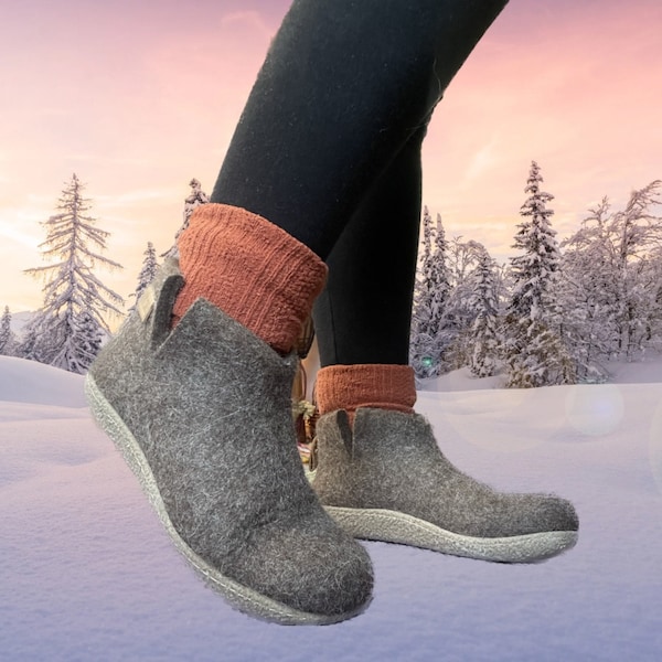 Felted Wool Ankle Boot Slippers: Women's Warm Woolen Booties - Etsy