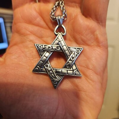 Large and Heavy Steel Star of David Pendant Necklace - Etsy UK