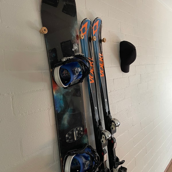 Vertical Ski Rack Bamboo/birch Indoor Ski Wall Rack and Garage Ski Wall ...