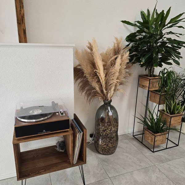 Large Record Player Stand, Mcm Turntable Stand, Solid Wood Vinyl Record ...
