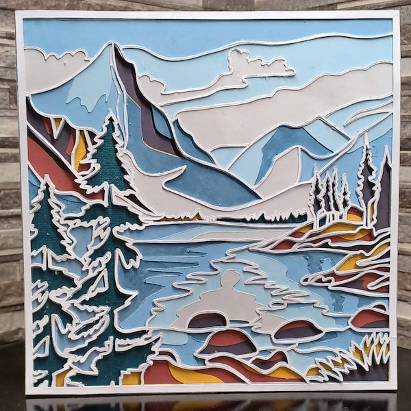 Mountain Shadow Box SVG, Layered Mountains SVG, 3d Mountains Svg ...