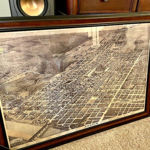 Map of Austin, Texas ... 1887. Vintage Restoration Hardware Home Deco ...