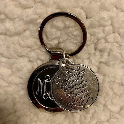 1 St Christopher Keychain With Personalized Monogram Engraved - Etsy