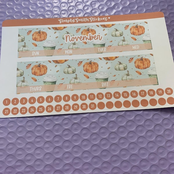 A5 NOVEMBER Monthly Sticker Kit | Customizable | Planner Accessories ...
