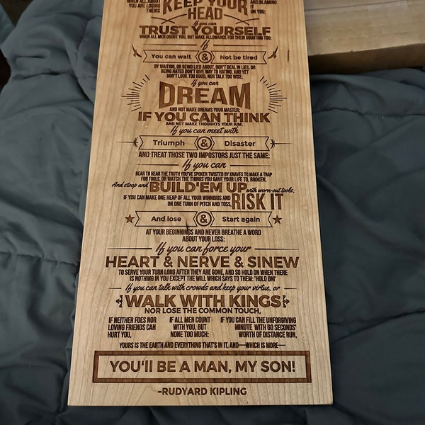 If, Kipling Poem Engraved Wood Sign - Etsy