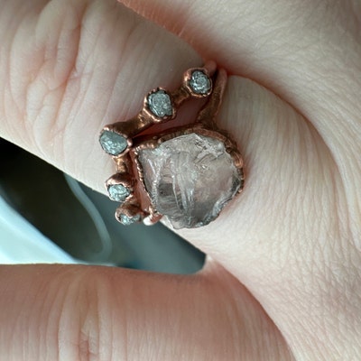 Raw Emerald Ring, Raw Crystal Engagement Ring, Raw Stone Engagement ...