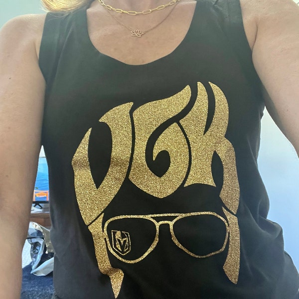 Gold Winged Heart VGK Hockey Glitter Decal on Black Shirt - Etsy