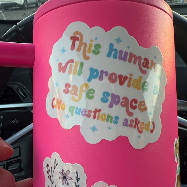 This Human Will Provide A Safe Space Waterproof Sticker, Ally Stickers ...