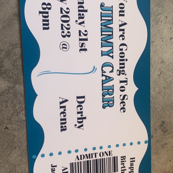 Personalised Custom Event Ticket Gift Reveal | Gig Concert Ticket Gift ...