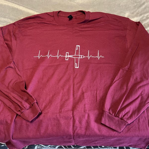 Aviation EKG Long Sleeve Tee, Pilot Gift, Airplane Lover Shirt ...