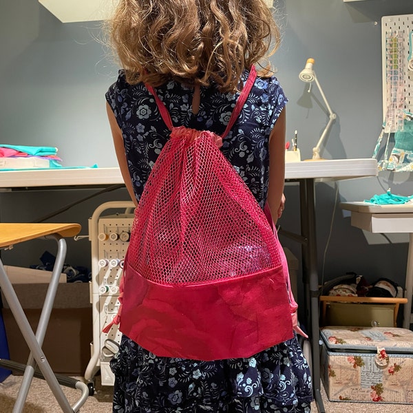 PDF Sewing Pattern Mesh Beach Bag, Mesh Drawstring Bag Sewing Pattern ...