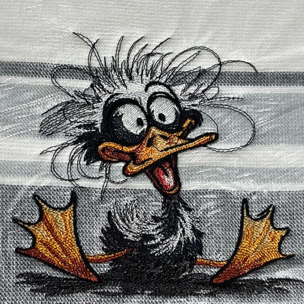 Wacky Duck Splash Embroidery Design, Funny Frazzled Duck Machine ...