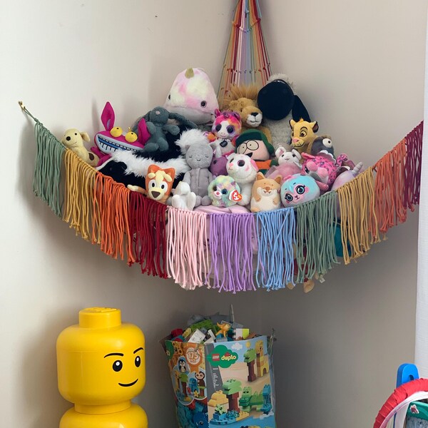 Fringe Corner Toy Hammock, Stuff Animal Hammock, Hang Toy Storage, Kid ...