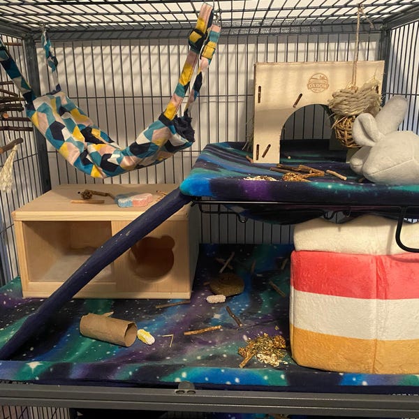 Scatterless Litter Box With Grids Wood Hay Feeder Food Stand 3 in 1 for ...