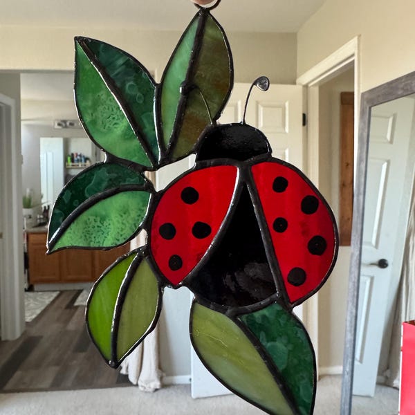 Ladybug Stained Glass Pattern PDF • Leaf Bug Suncatcher Template • DIY ...