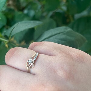 14K Solid Gold Quinceañera Heart Flower Ring / 14K Real Gold 15 Años ...