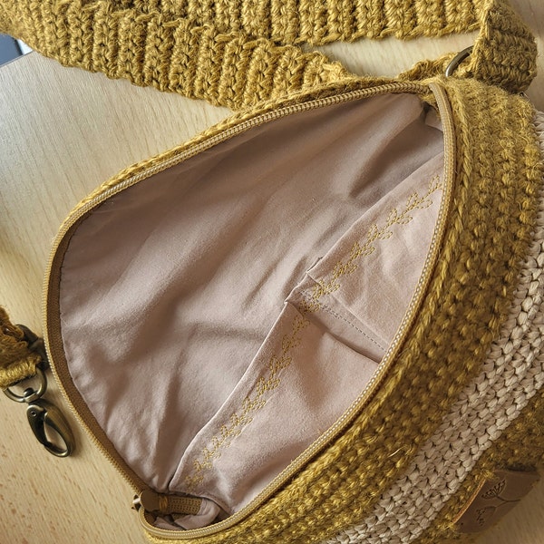 Organic Hemp Bag With a Leather Strap Natural Fiber Bag Jute Bag Hemp ...