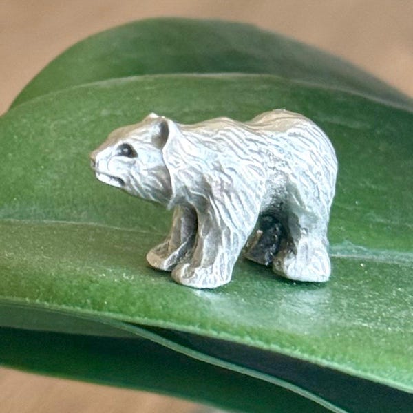 Bear Figurine Made of Fine Pewter Small Miniature Mini Pocket Charm ...