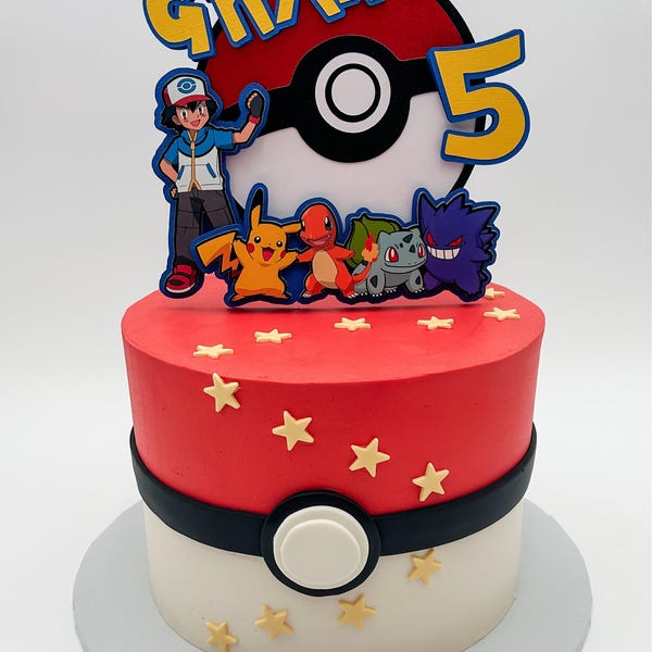 Custom Pokemon Birthday Cake Topper - Layered & 3D Cake Topper ...