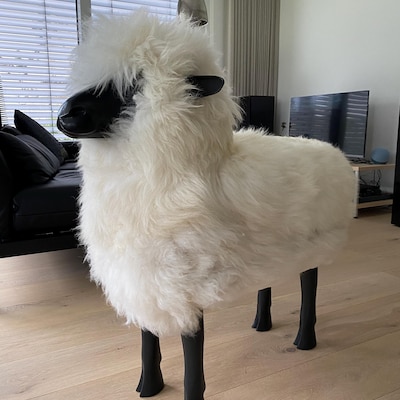 Large Couple Ram & Sheep Chair Made of Natural White Sheep Fur in the ...
