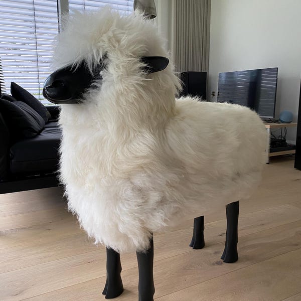 Lalanne Style Sheep Chair.luxurious Fluffy Sheepskin Stool: Soft and ...