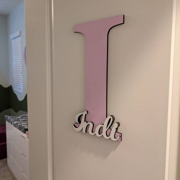 Custom Wooden Wall Name Sign Wood Big Letters Modern Nursery Bedroom ...