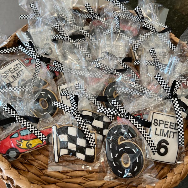 Racing Theme Cookie Favors, Car Theme Cookies for Birthday, Cute Race ...