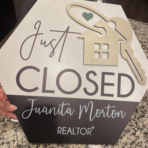 Hexagon Real Estate Closing Sign: UV Printed Birch Wood Prop - Etsy