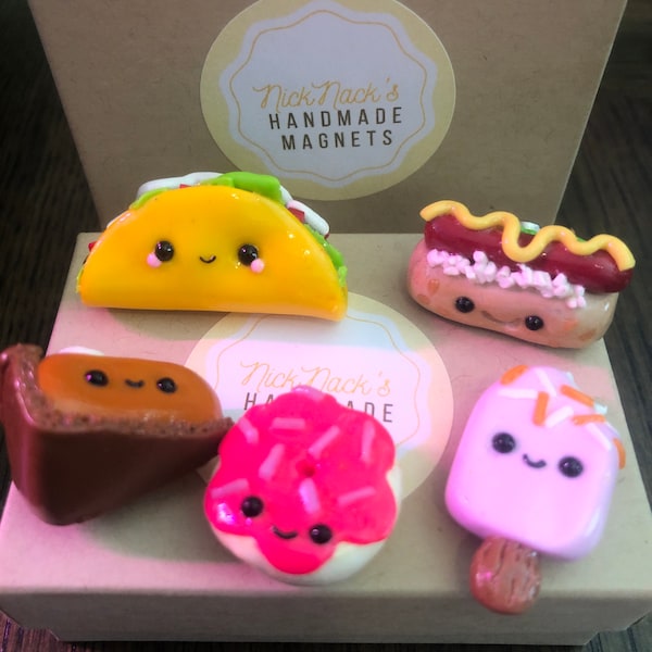 Cute Food Foodie Magnets- Set of 4-polymer Clay Decorative Magnets ...
