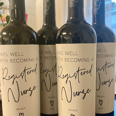 Registered Nurse Graduation, RN Wine Label, Nursing School Gift, Nurse ...