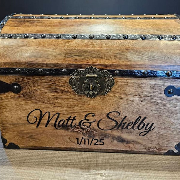 Wedding Treasure Chest Card Box With Slot, Personalization, Antique ...