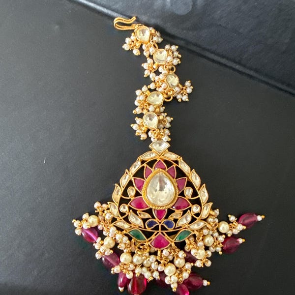 6 Layered Rani Haar Emerald Green Bridal Haar Long Necklace Set Indian ...