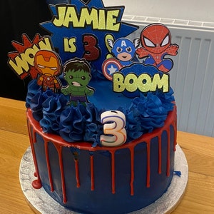 Superhero / Comic Book Themed Cake Topper personalised birthday Custom ...