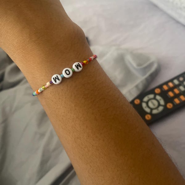 Customisable Name or Word Bracelet or Anklet With Multicolour Beads in ...