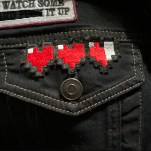 Pixel Hearts - Iron on Patch - Shiny Metallic Embroidered. 8 Bit. - Etsy