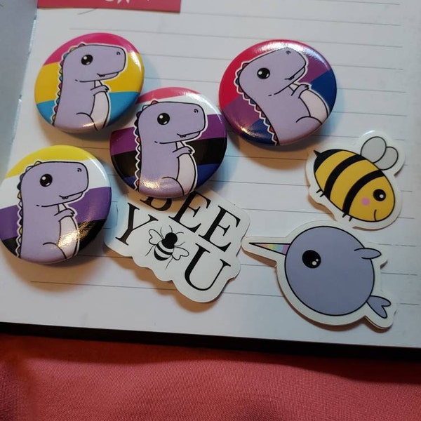Dinosaur Pride Button Pins Pride Dino LGBTQ Pride Pins - Etsy