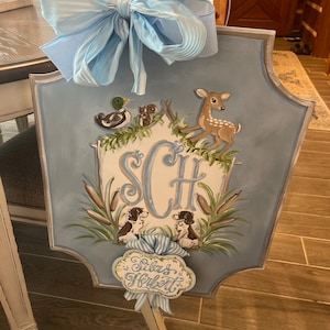 Dog Crest Baby Door Hanger Springer Mallard Dawn Doe Deer Southern ...