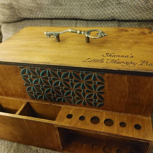 Knitting Needle Organizer - Large Wooden Yarn Box With Lid - Crochet ...