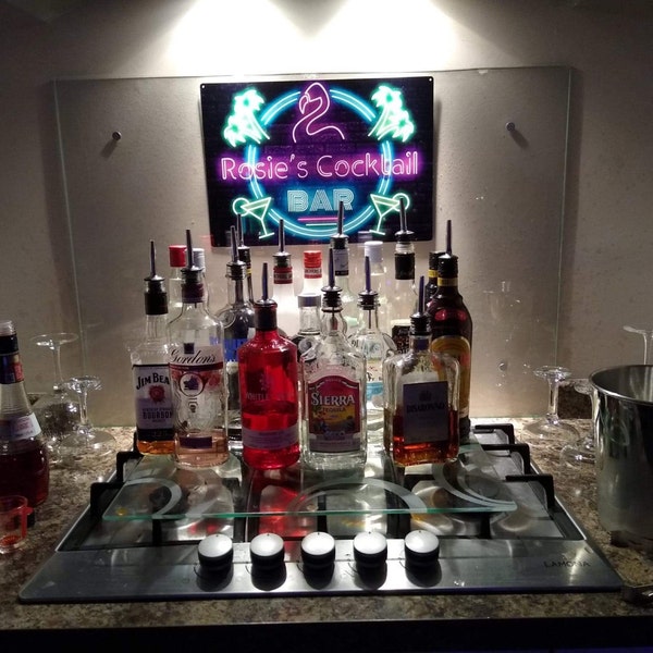 Personalised Bar Sign METAL Plaque Eighties 80s Neon Cocktail Nightclub ...