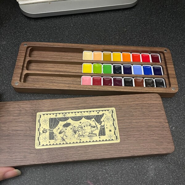 Natural Walnut Wood Watercolor Artist Paint Palette, Sable Wood, Retro ...