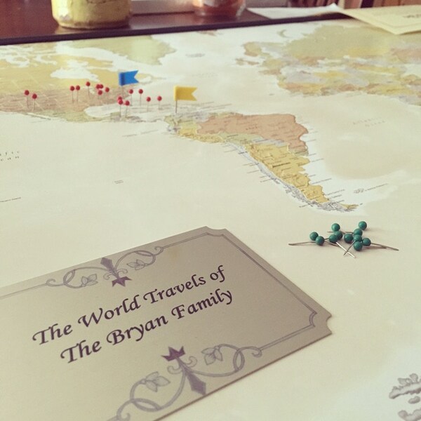 Personalized Framed World Travel Map With Pins - Push Pin Travel Map ...