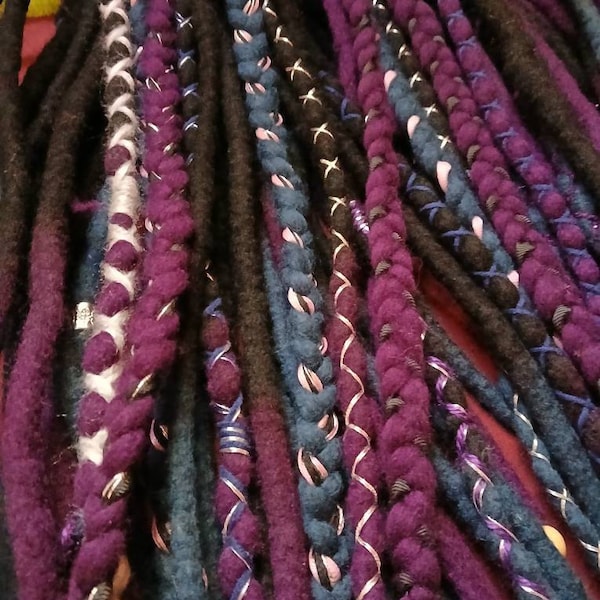 Wool Dreadlocks Ombre Black-purple, Ombre-black-blue Navy Braids ...