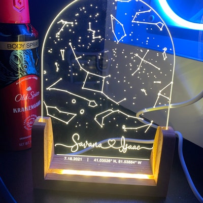 Personalized Constellation Chart Lamp Gift Star Map on Night - Etsy