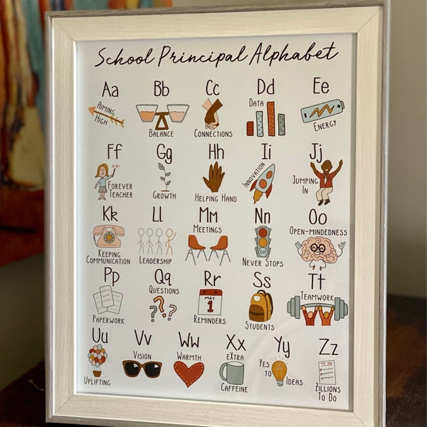 School Principal Alphabet Print - Administrator Gift Administrative ...