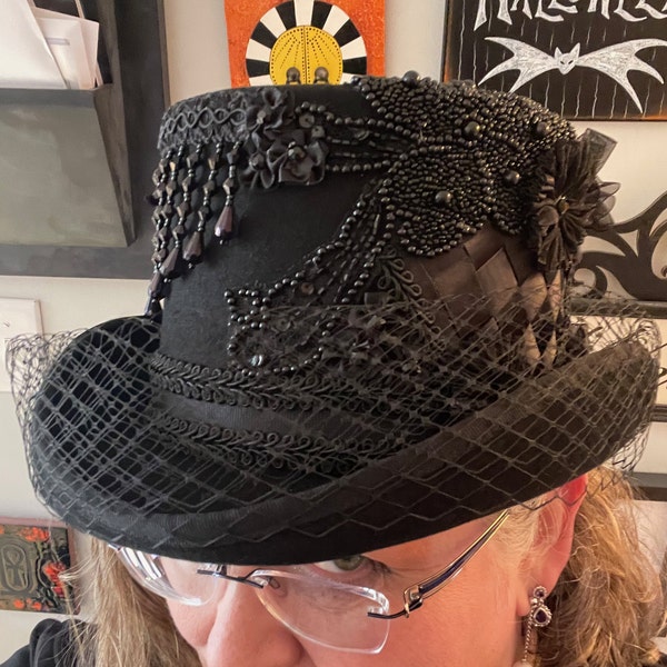 Elegant Tall Red and Black Top Hat - Etsy