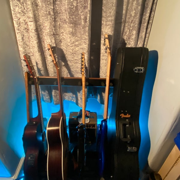Ruach GR-2 Customisable 5 Way Wooden Guitar Rack and Holder for Guitars ...