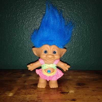Vintage Ace Novelty Treasure Troll Doll Purple Hair Blue - Etsy